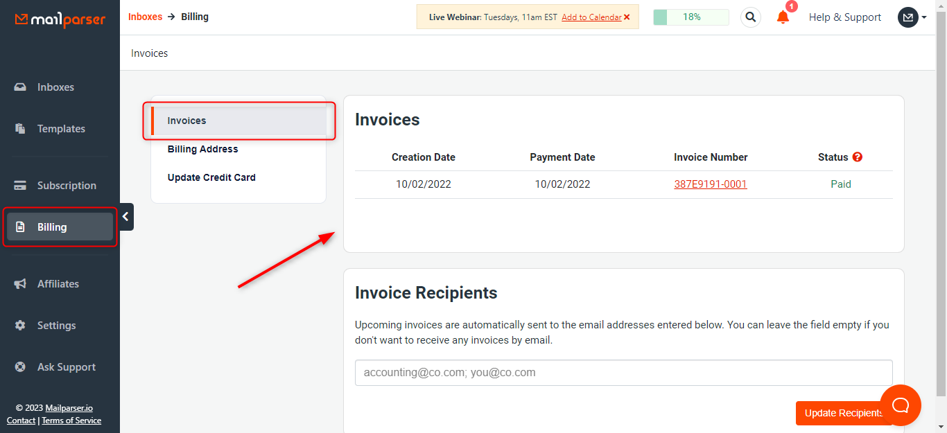 Where can I download my invoices? – Mailparser